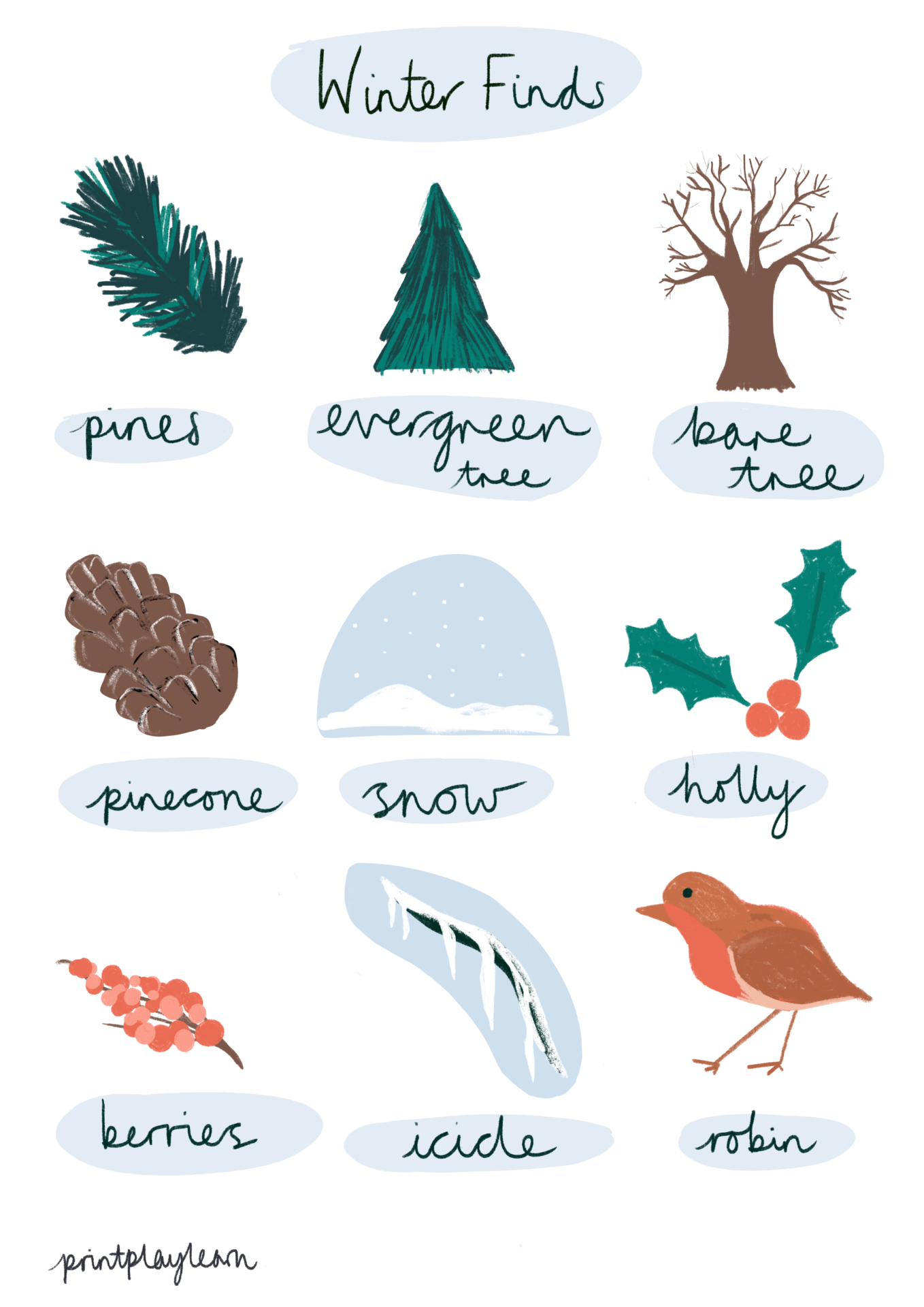 Winter Finds Poster - Printable Teaching Resources - Print Play Learn