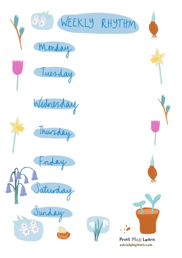 Spring Weekly Rhythm - Printable Teaching Resources - Print Play Learn