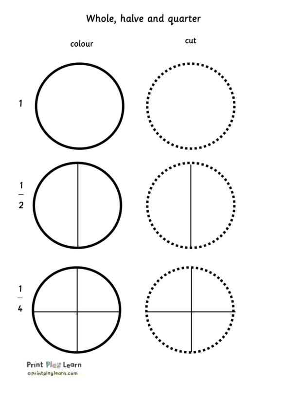 Fold or cut out fractions, halves and quarters - Printable Teaching ... Fold or cut out fractions, halves and quarters - Printable Teaching ...