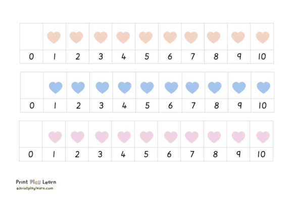Simple heart numberline 0-10 - Printable Teaching Resources - Print ...