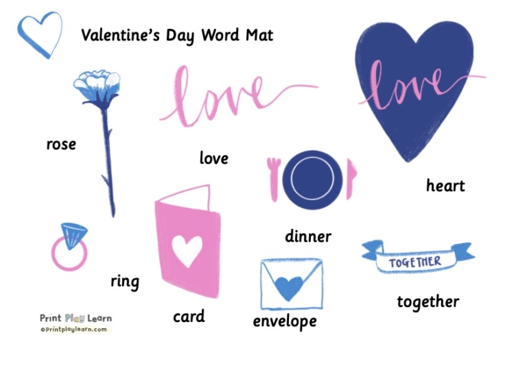 Valentine Word Mat for Children - Printable Teaching Resources - Print ...