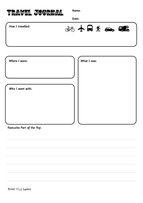Travel Journal for Children - Printable Teaching Resources - Print Play ...