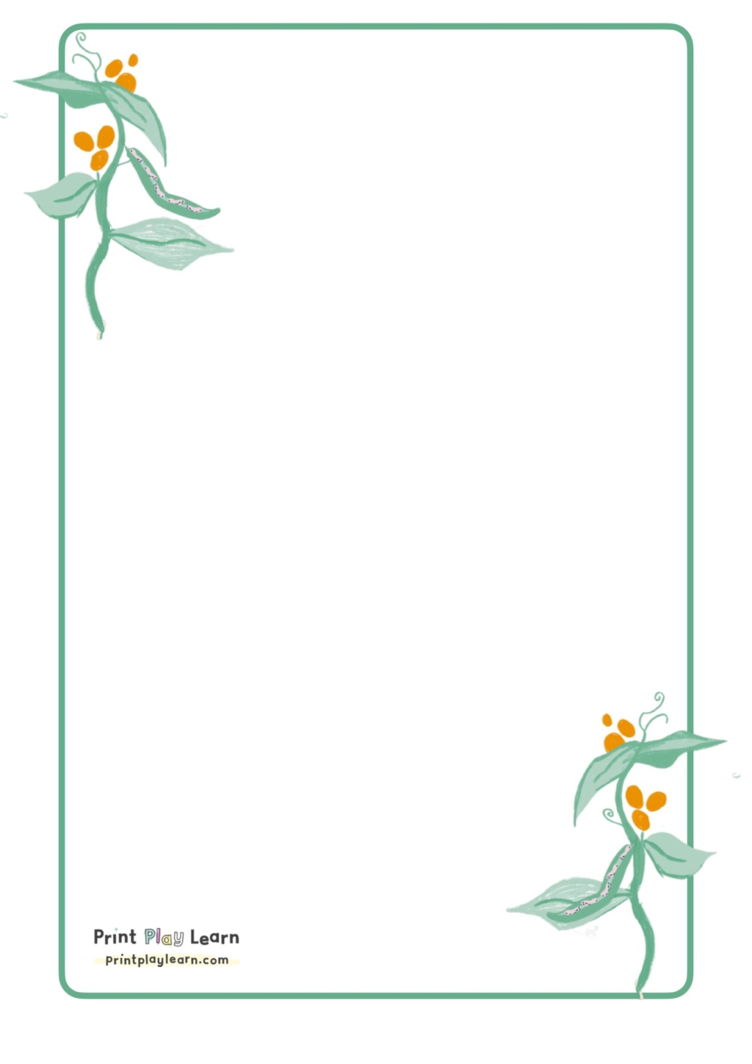 Runner Bean Writing Paper - Printable Teaching Resources - Print Play Learn